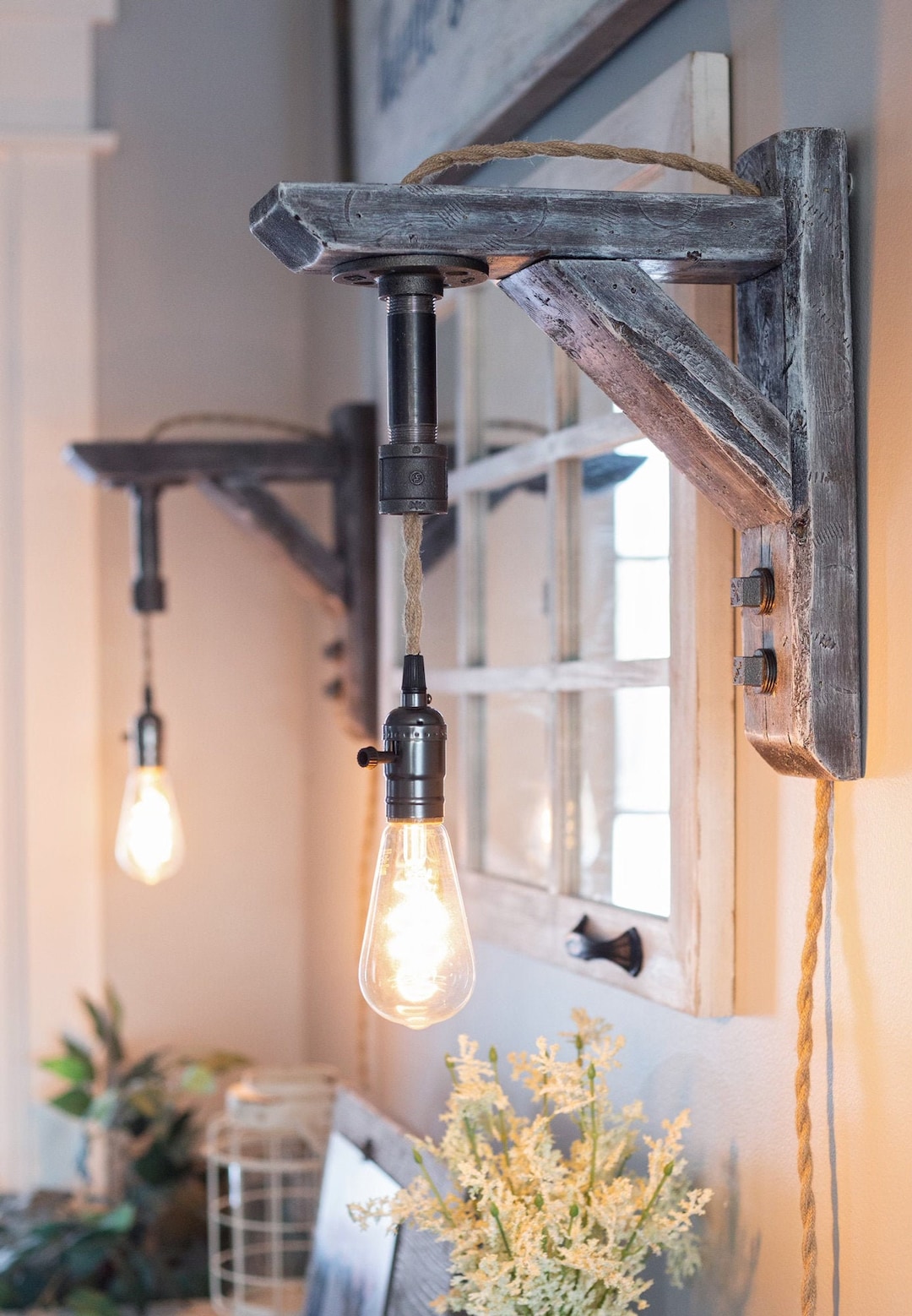 Rustic Farmhouse Wall Sconce Light Wall Light Sconce - Etsy