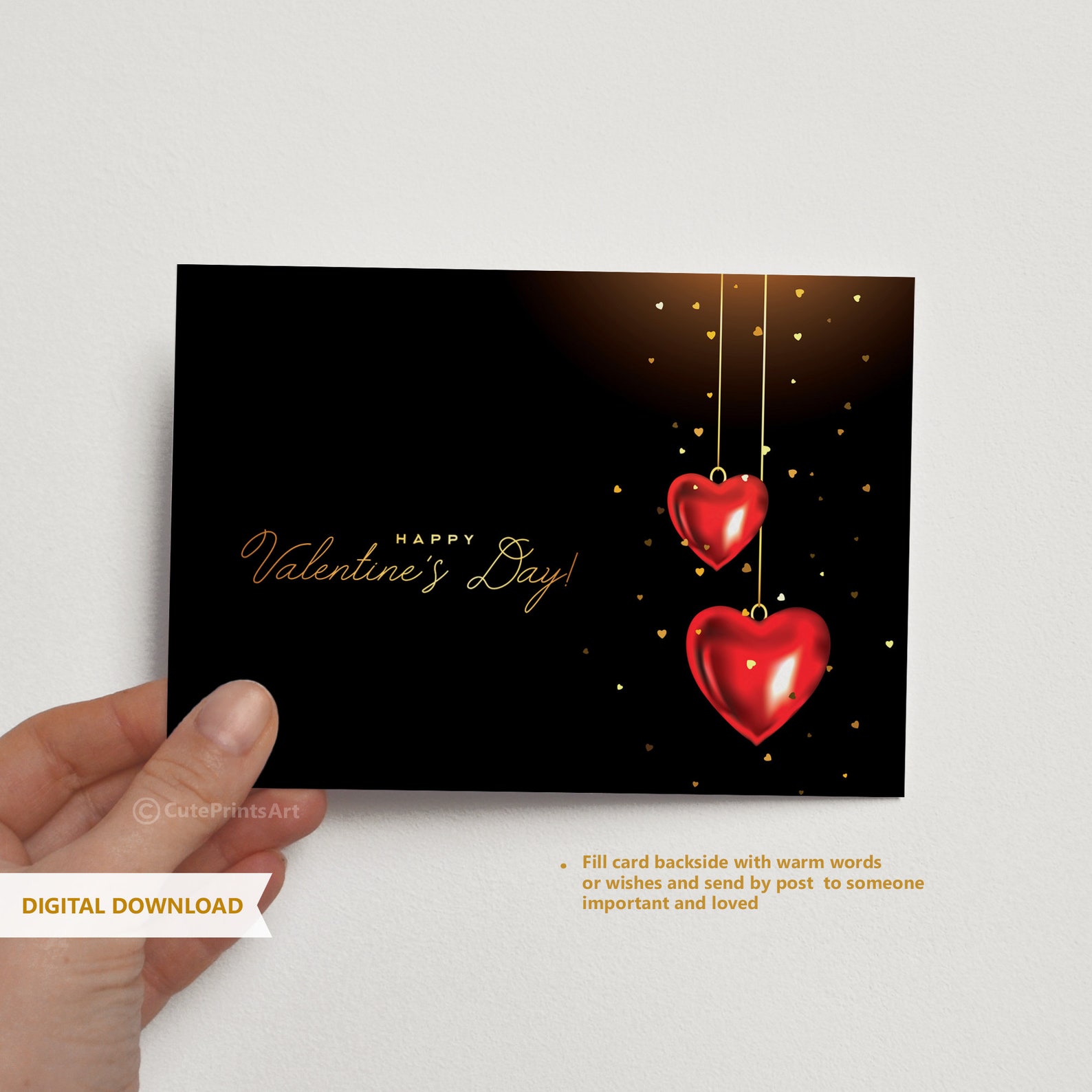 INSTANT DOWNLOAD Printable Valentines Card. Black Valentines - Etsy