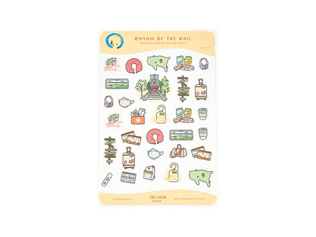 On the Rail Travel Sticker Sheet - Etsy
