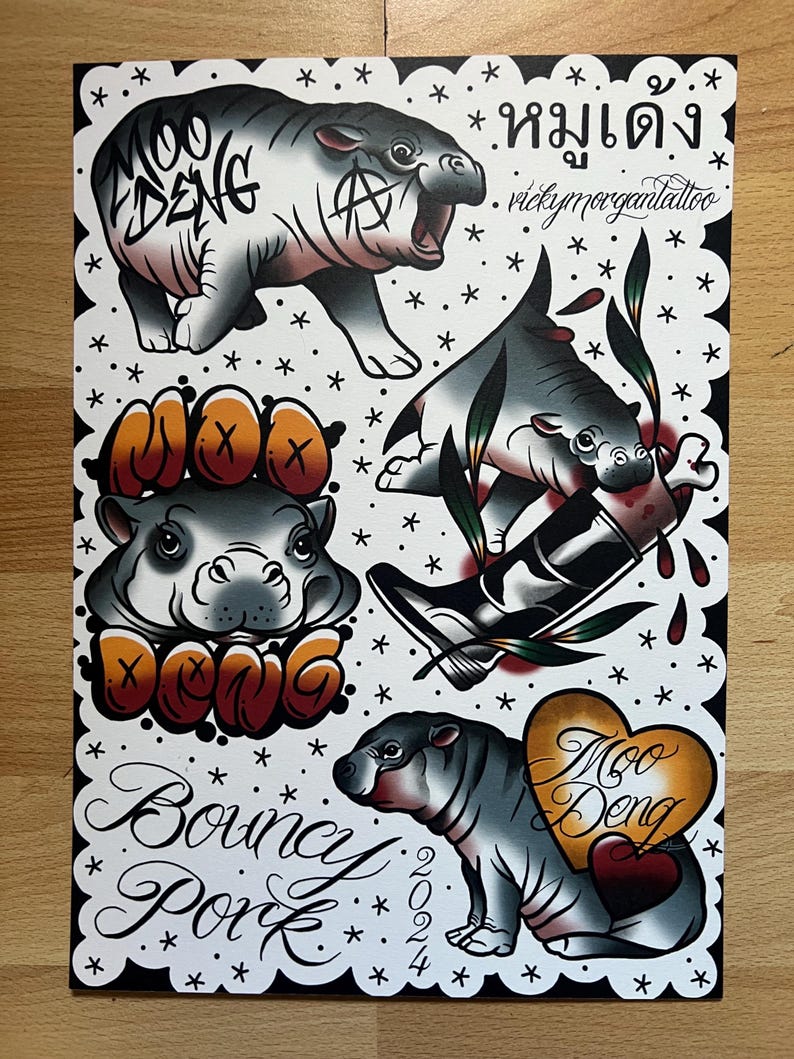 Moo Deng Print A4 Fan Art - Etsy