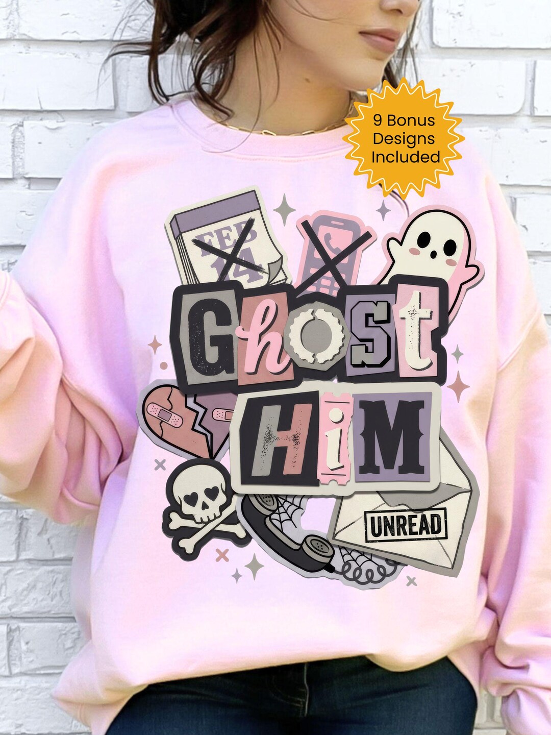 Retro Y2K Anti Valentine Collage PNG, Ghost Him Ransom Letter Design ...