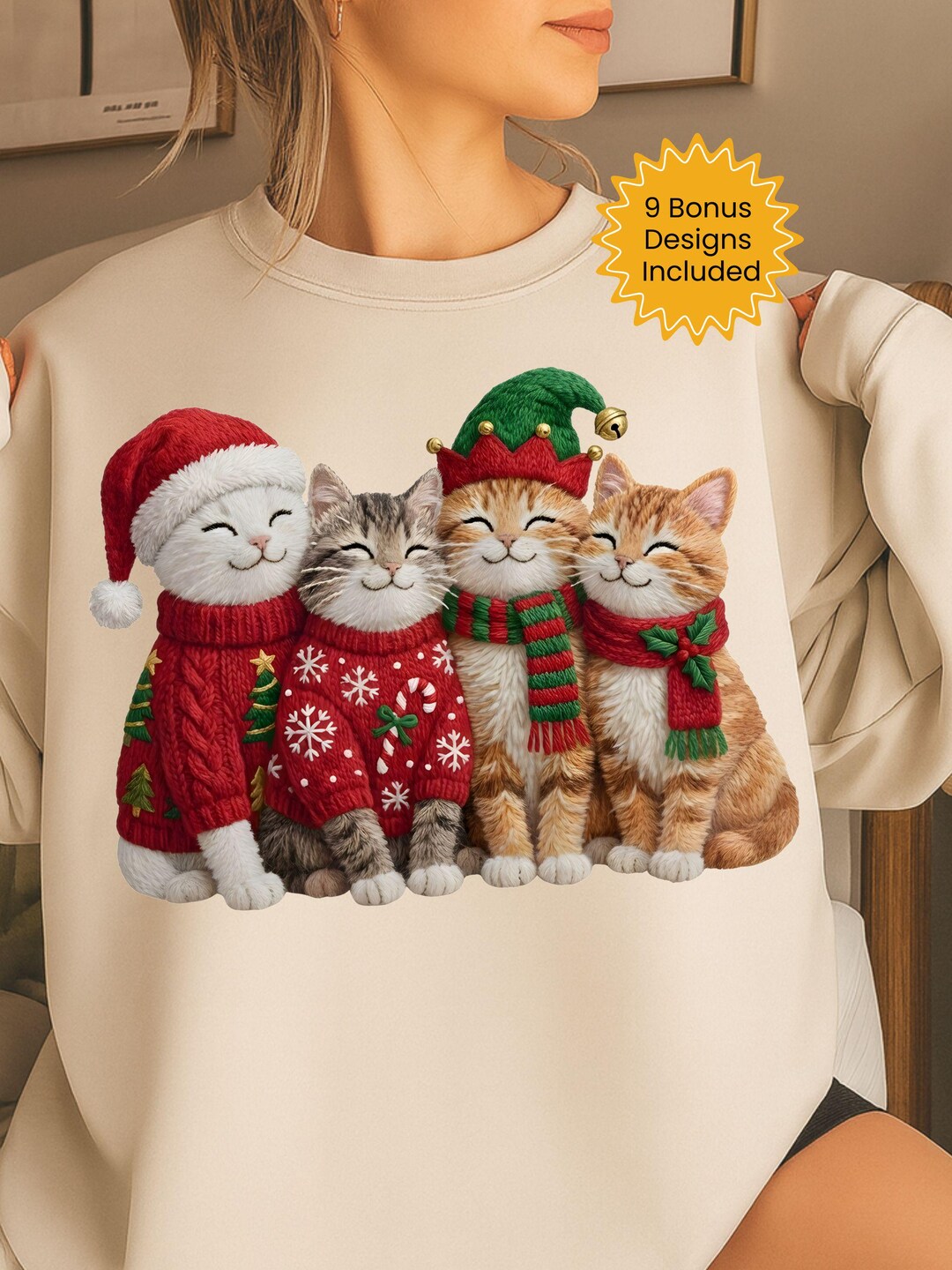 Christmas Latch Hook Yarn Cats PNG, Cozy Crochet Kittens Graphic ...