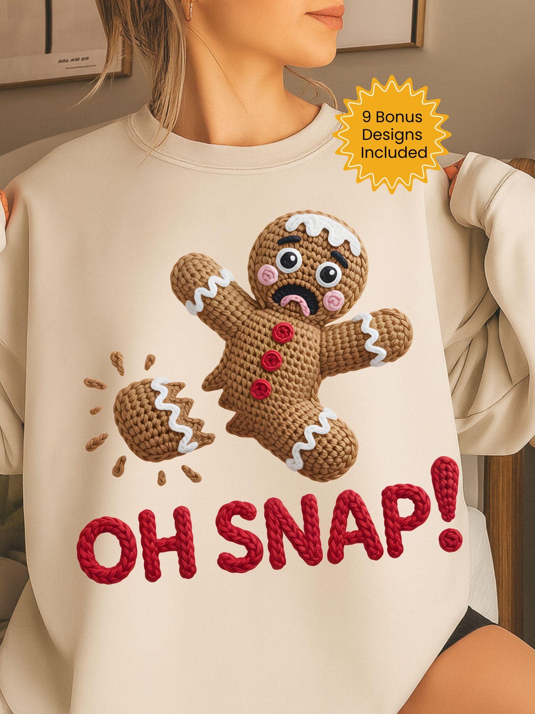 Funny Gingerbread Man Latch Hook PNG, Oh Snap Christmas Design (digital ...