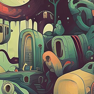 Surreal Junkyard Characters 1, DIGITAL Download, Large Print Abstract ...