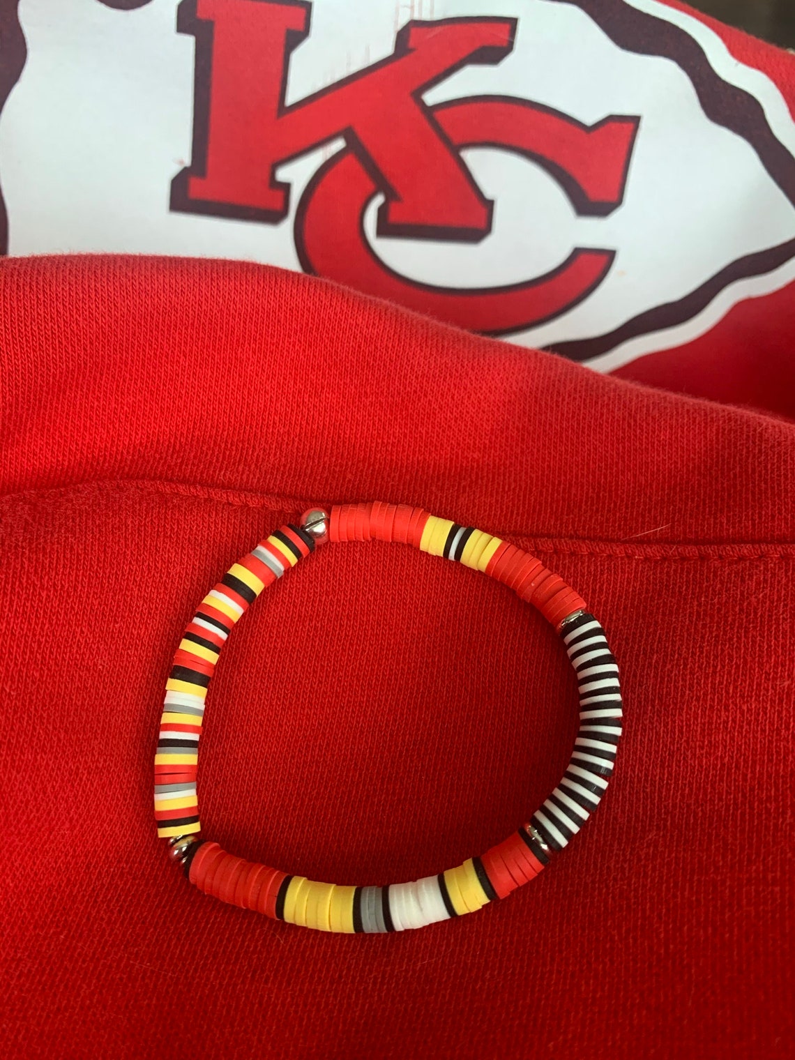 Kansas City Chiefs heishii bead bracelet | Etsy