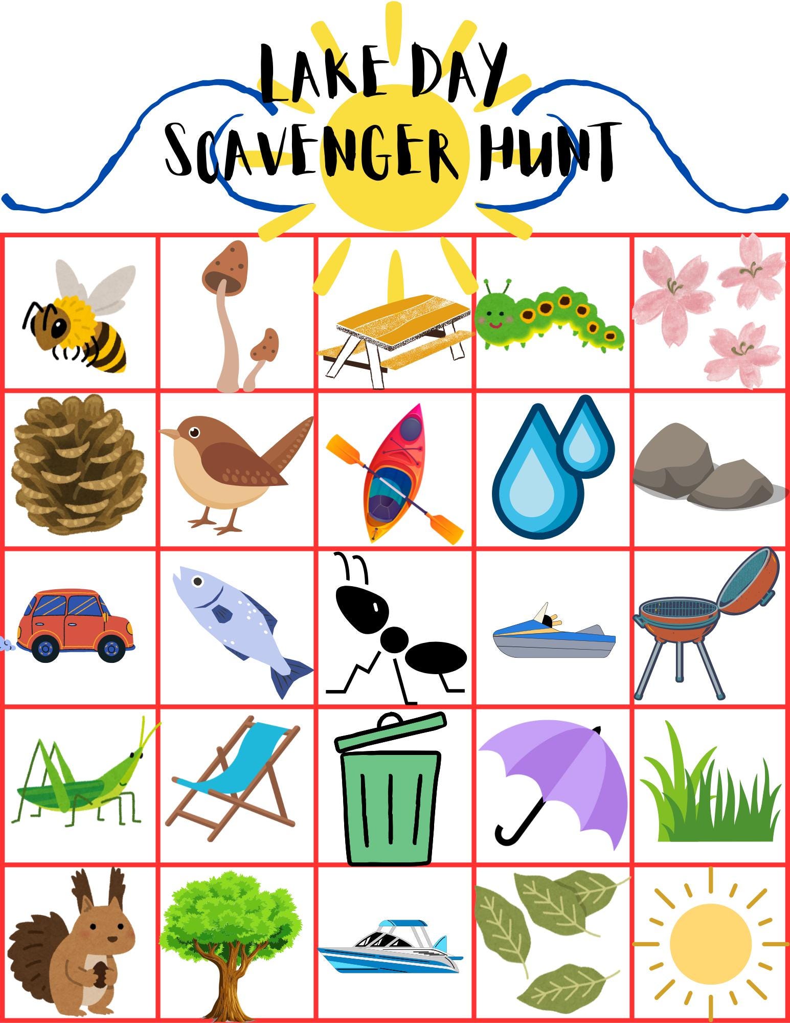 Lake Day Scavenger Hunt - Etsy