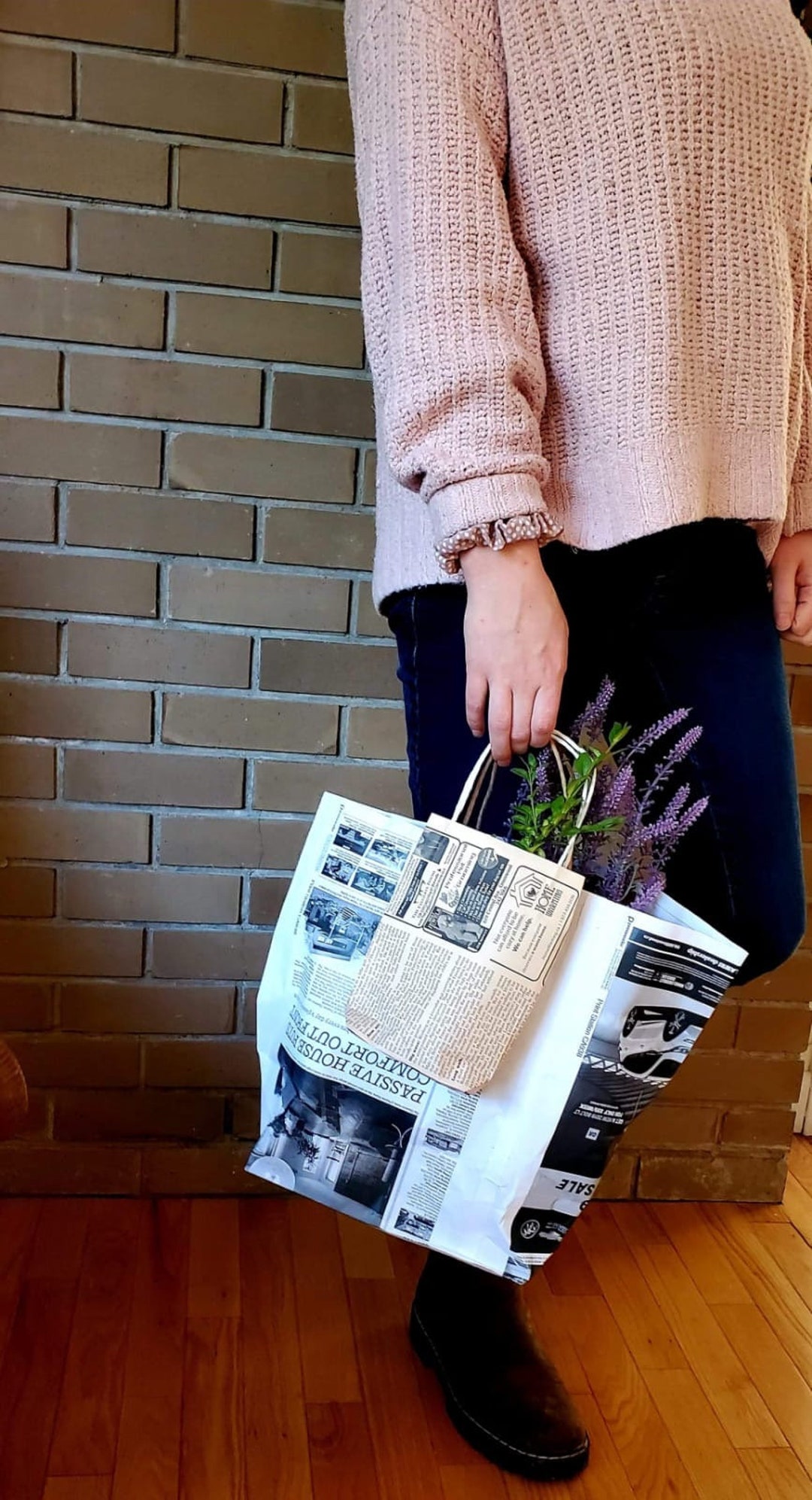 Upcycled Eco-friendly Newspaper Bags - Coffee News & White - Etsy