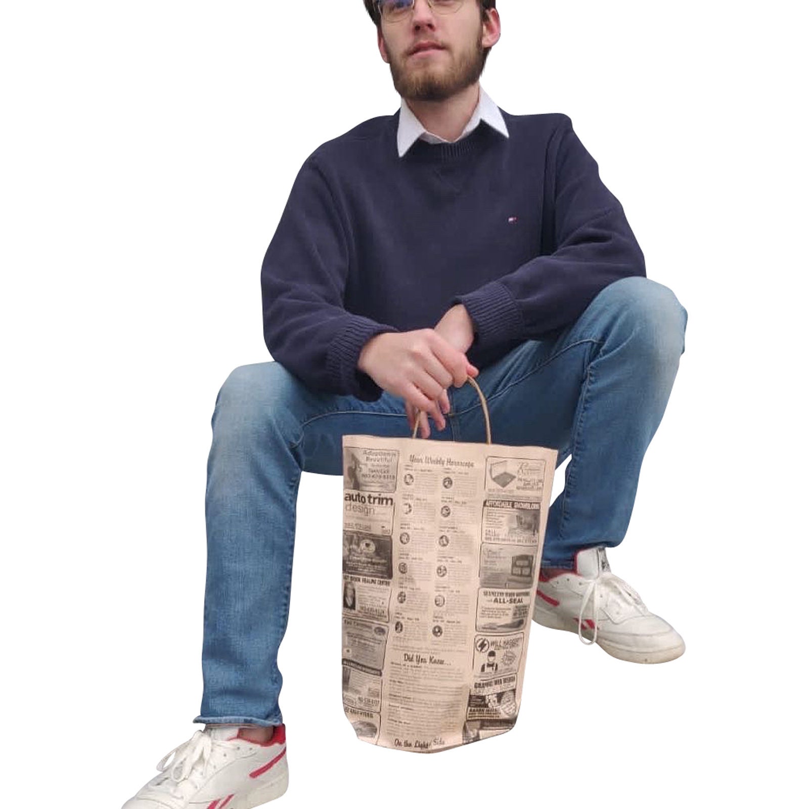 25 Newsprint Paper Bags With Handle Upcycled Retro Unique Novelty ...