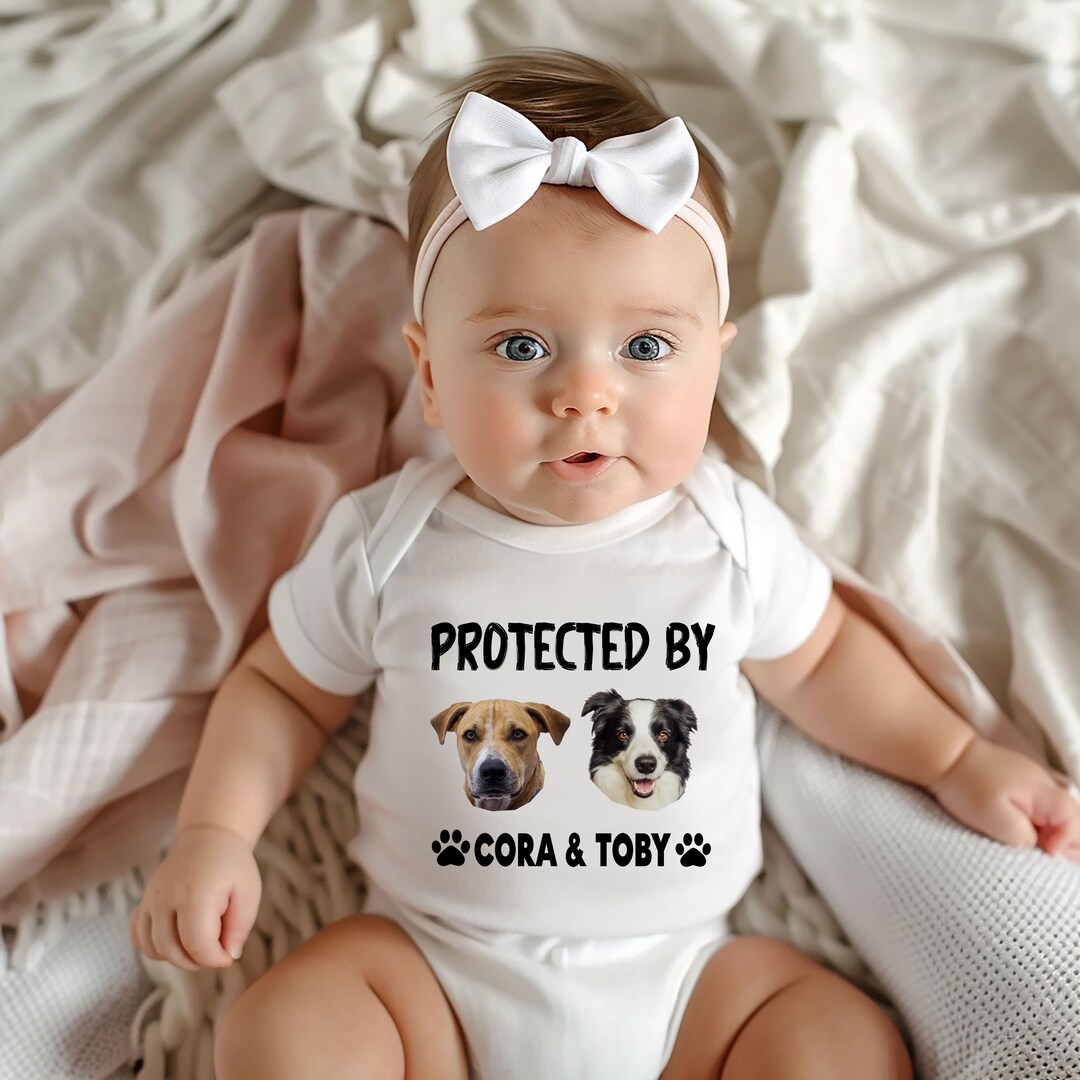 Custom Protected by Dog Shirt, Protected by Pets Shirt, Newborn Baby ...