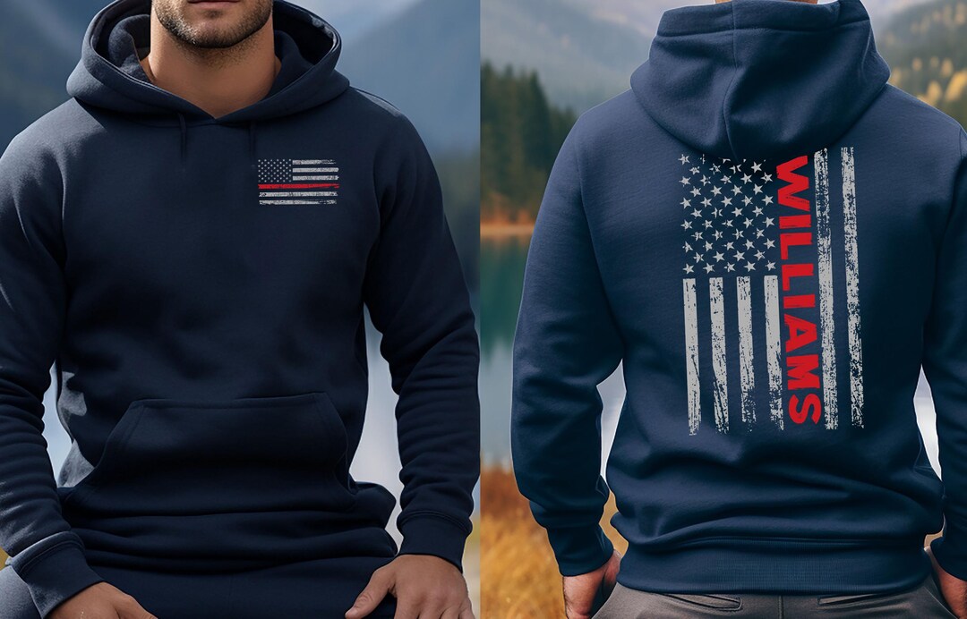 Custom Red Line American Flag Sweater, Firefighter Gift, Custom ...
