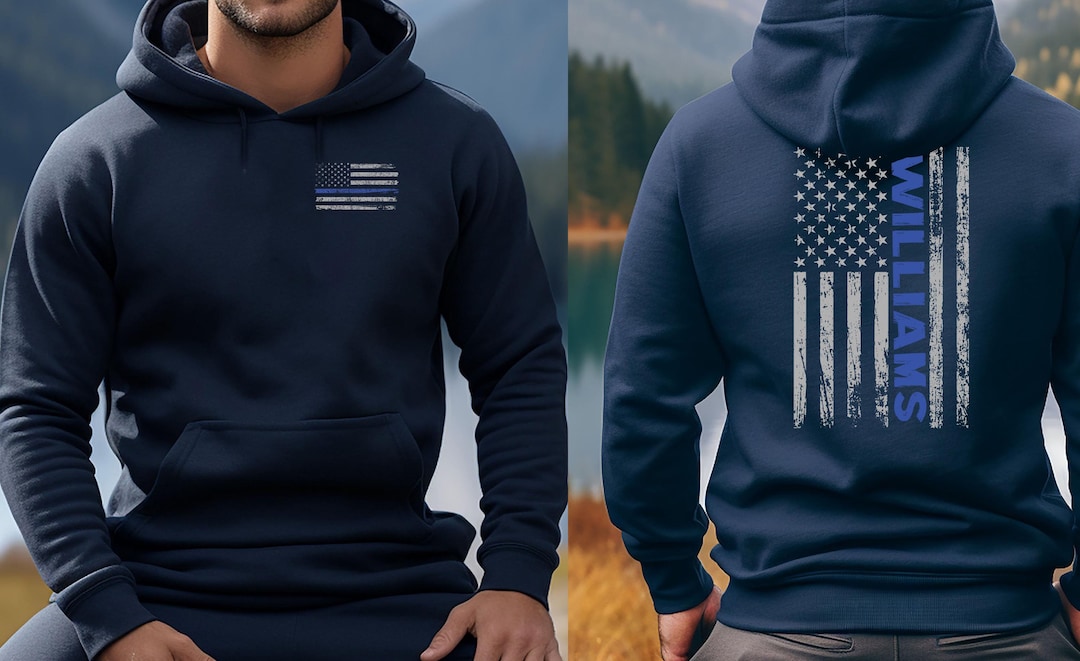Custom Blue Line American Flag Sweatshirt, Police Officer Gift, Custom ...