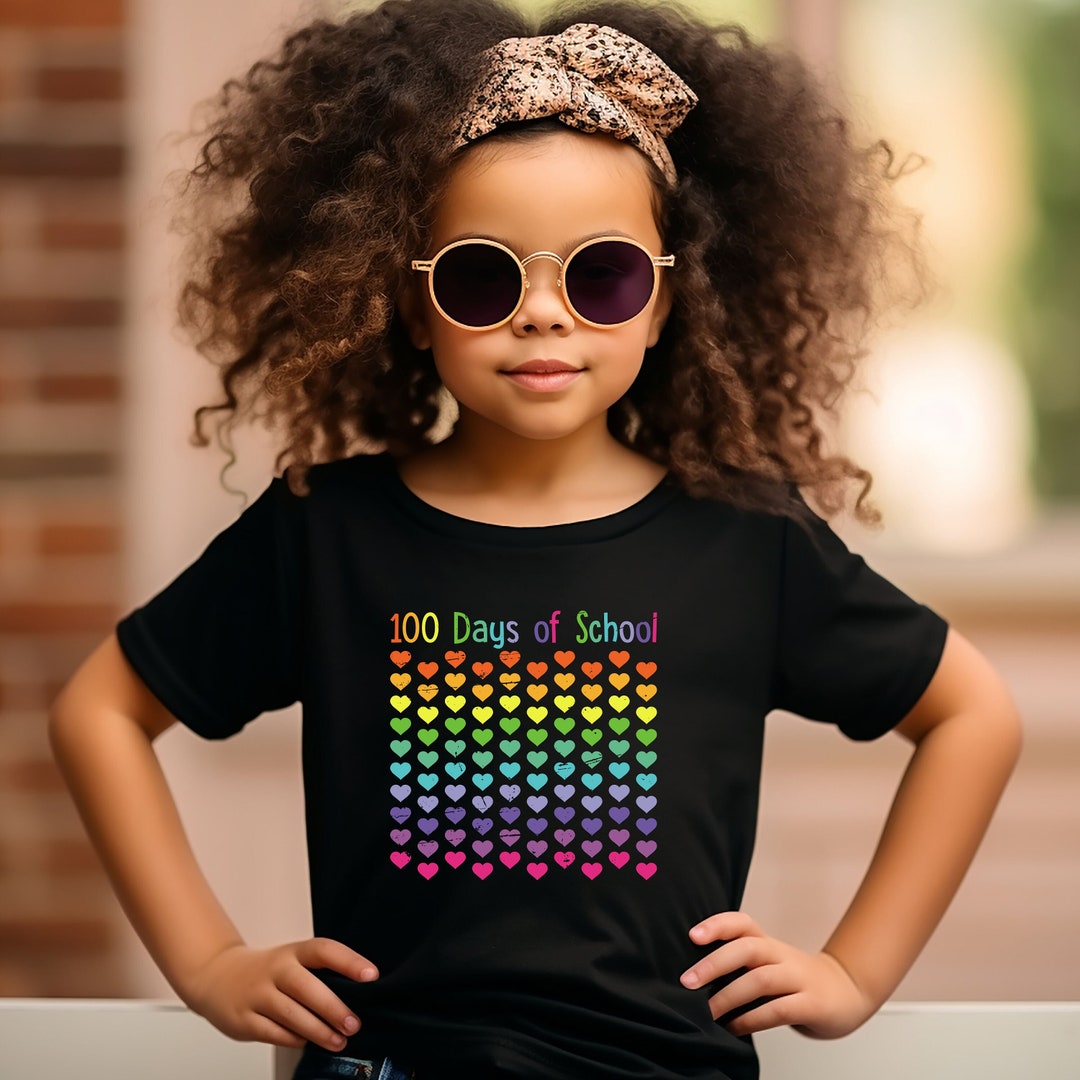 100 Days of School Shirt, 100th Day of School, 100 Days of Hearts Shirt ...