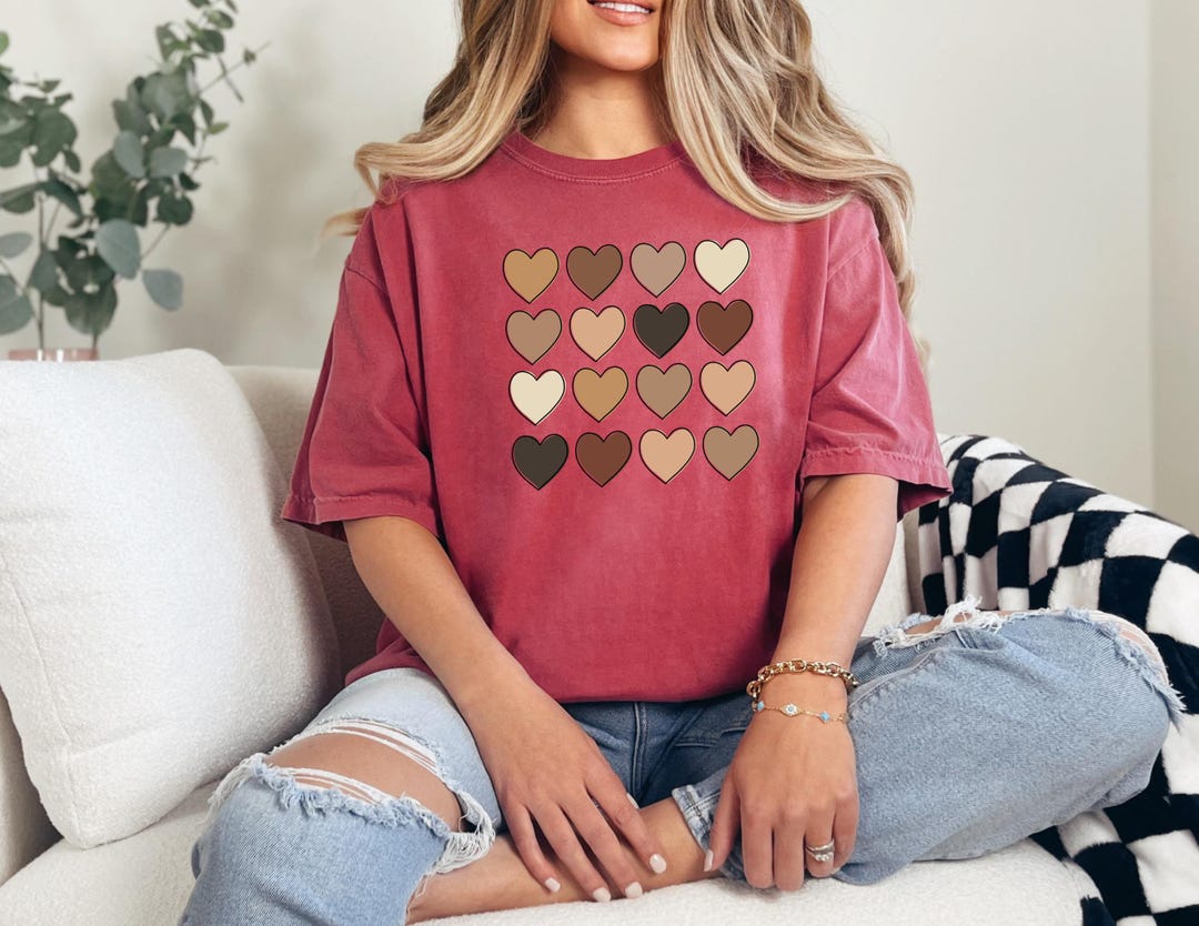 Comfort Colors, Skin Tone Hearts Shirt, Equality Shirt, Diversity Shirt ...