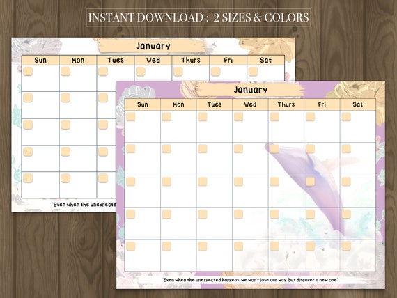 Digital Month Calendar Printable Digital Planner Blank - Etsy