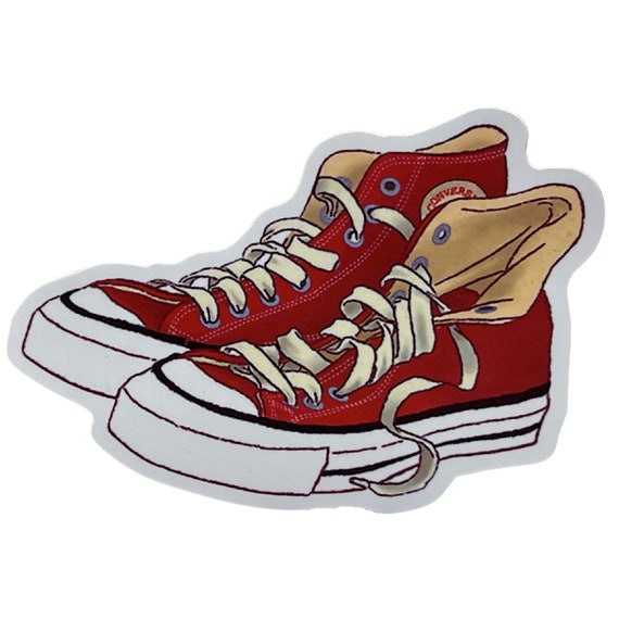 Red Converse Shoes Vinyl Sticker Converse Shoes Sticker Red Etsy