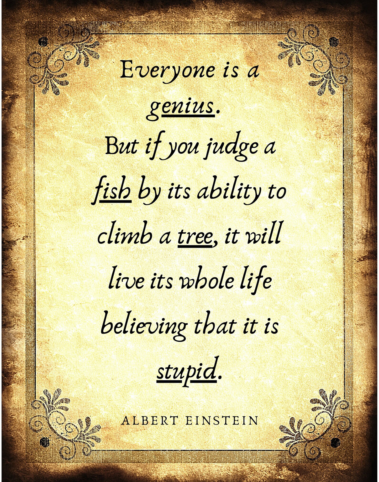 Albert Einstein Quote Print Everyone is a Genius ADHD | Etsy