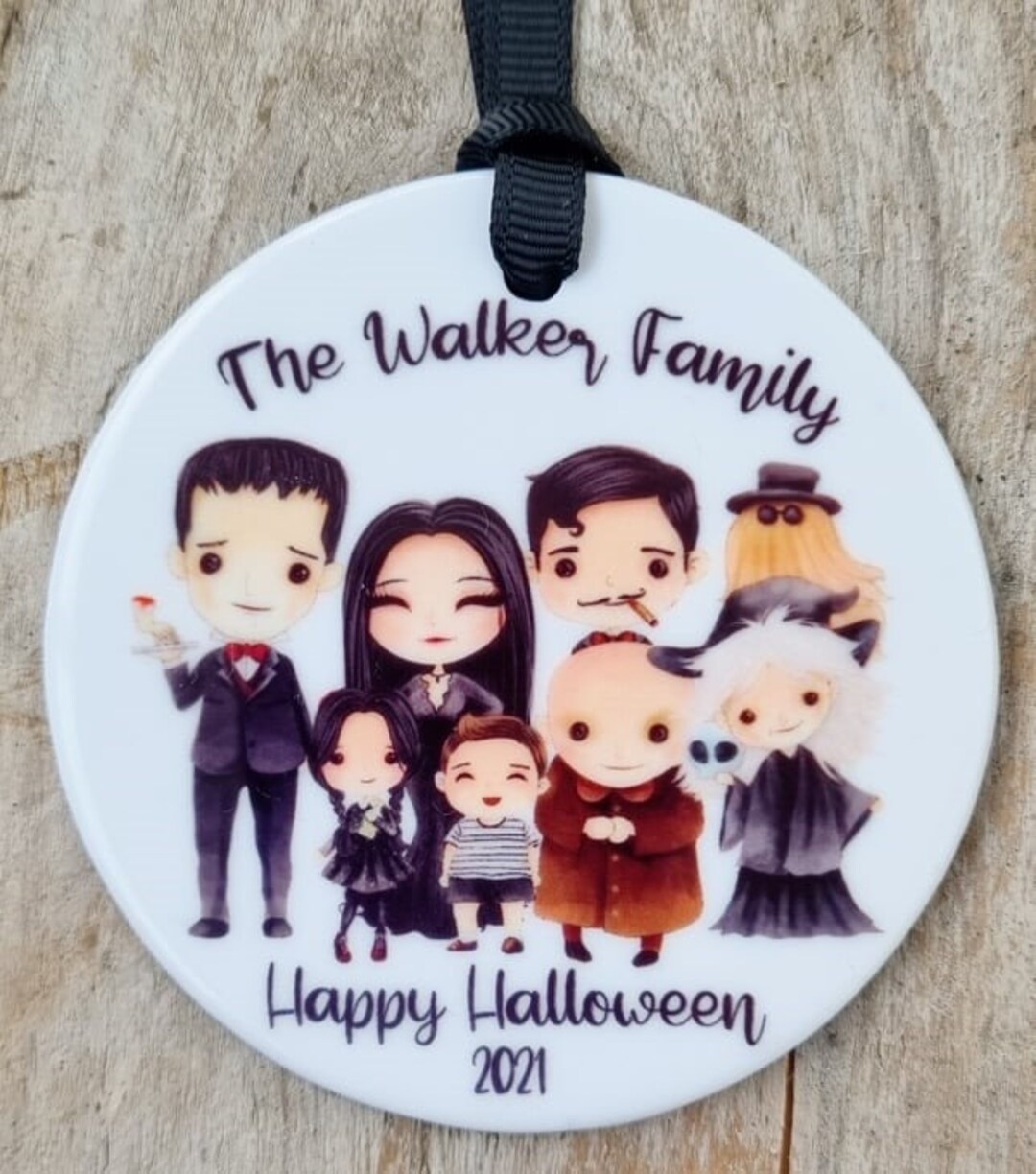 Personalised Addams Family Ceramic Keepsake. Halloween, Wedding ...