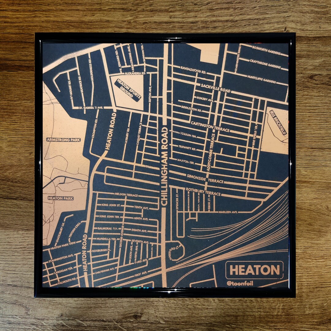 Heaton Map Foil Art - Chillingham Road - Etsy
