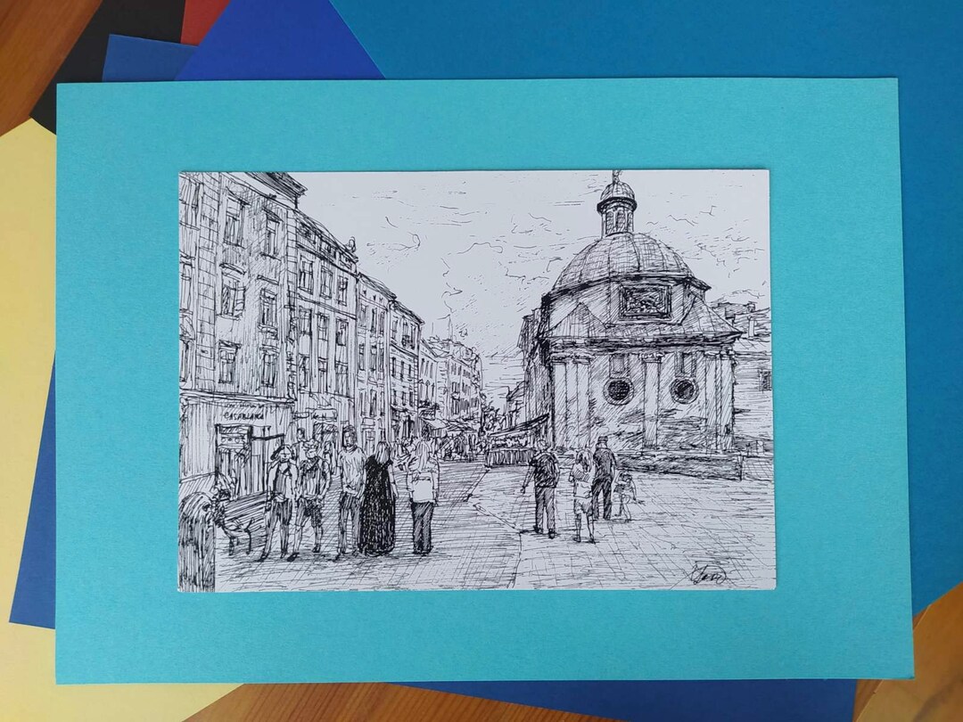 Ukraine Painting Lviv Drawing Сhapel of the Boyars Drawing Lviv Art ...