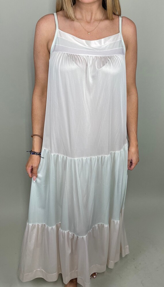 70s Pastel Sherbet Tricolor Spaghetti Strap Flowy Maxi Night - Etsy