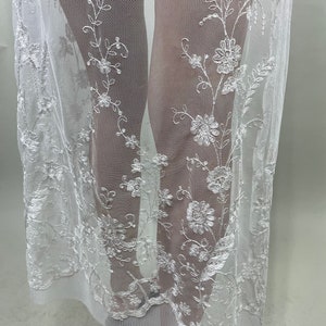 Gorgeous White Mesh Robe / Cover up / Duster With Embroidered Flowers ...