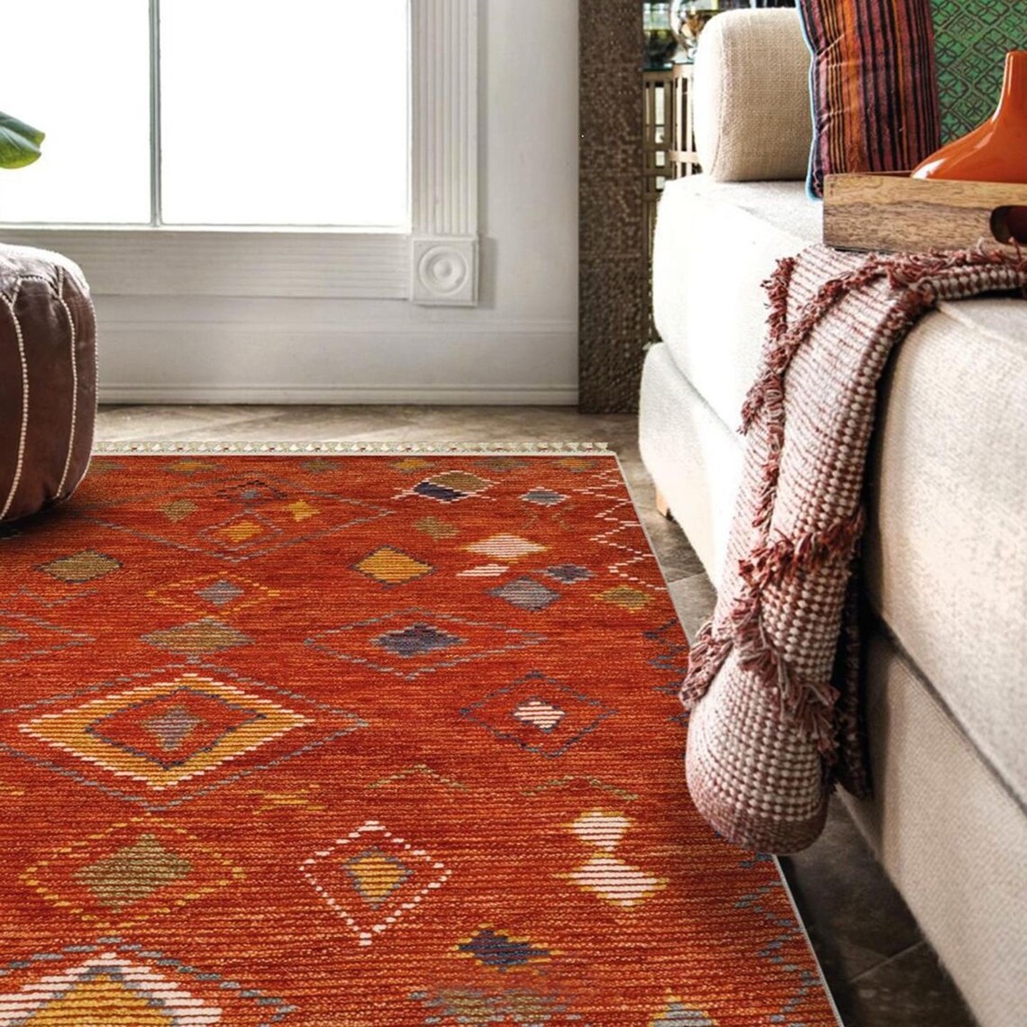 Red Moroccan Design Modern Rug Traditional Vintage Rugs - Etsy