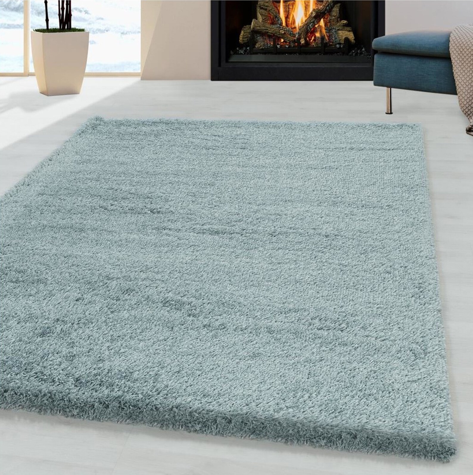 Shaggy Rug Faded Pastel Turquoise Super Soft Luxury Solid | Etsy