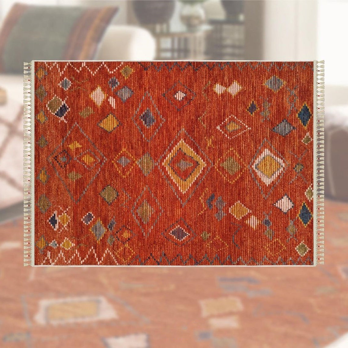 Red Moroccan Design Modern Rug Traditional Vintage Rugs - Etsy