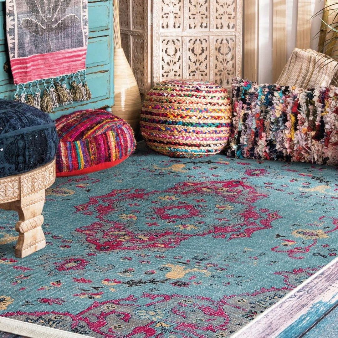 TEAL Turkish Traditional Anatolian Rug Medallion Rugs - Etsy