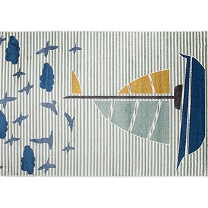 Sailboat Rug Sail Boat Navy Nautical Coastal Sailing Nursery - Etsy
