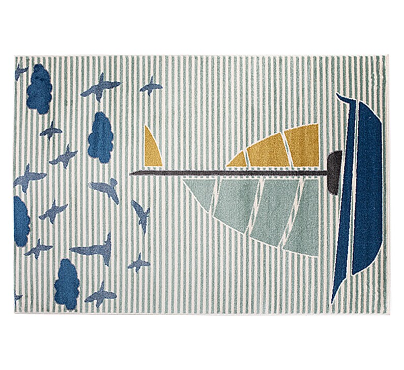 Sailboat Rug Sail Boat Navy Nautical Coastal Sailing Nursery - Etsy