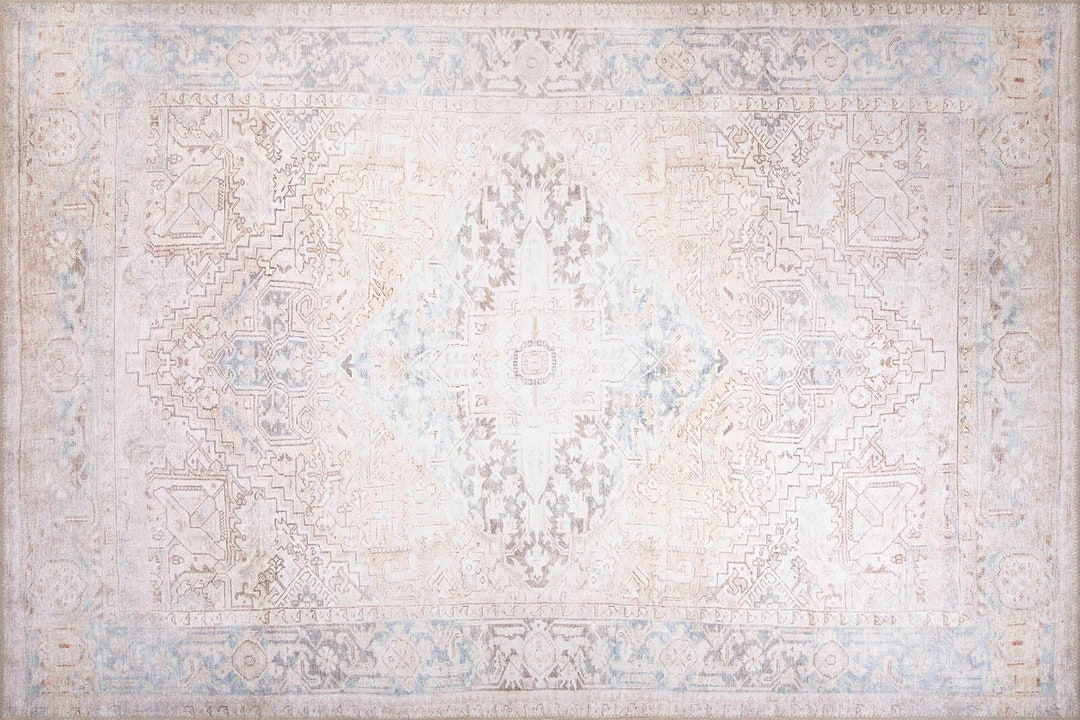 Distressed Persian Area Rug Neutral Faded Beige Ivory Cream - Etsy