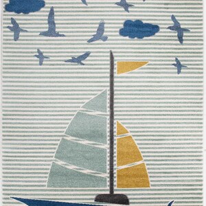 Sailboat Rug Sail Boat Navy Nautical Coastal Sailing Nursery - Etsy