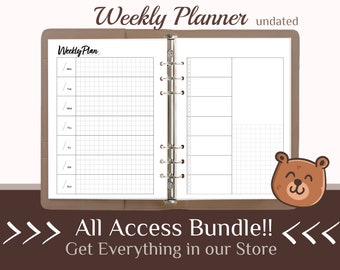 Week at a Glance Weekly Planner Undated Weekly Layout Agenda Mambi ...