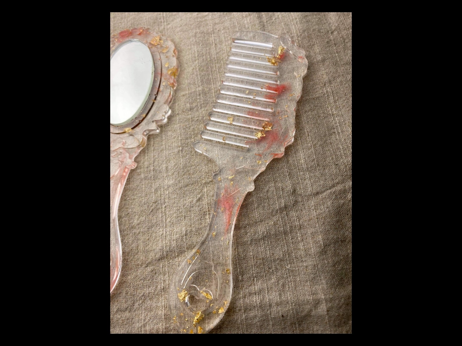 Clear Floral Comb & Mirror Set - Etsy