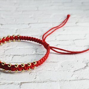Gold Filled Beads and Protective Red String Bracelet- Adjustable to Fit ...