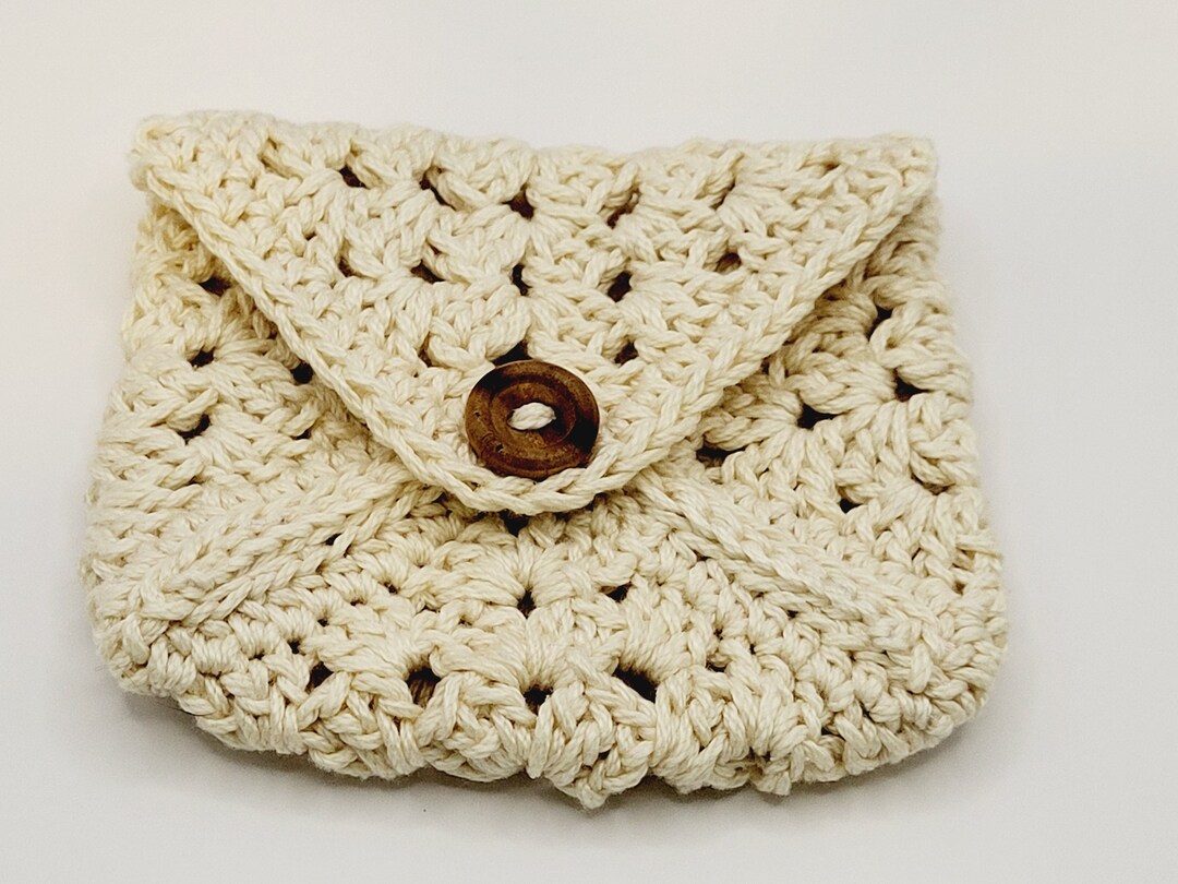Crochet Small Wallet - COTTON Soft Yarn - Various Colors - 3.5 X 4 Inch ...
