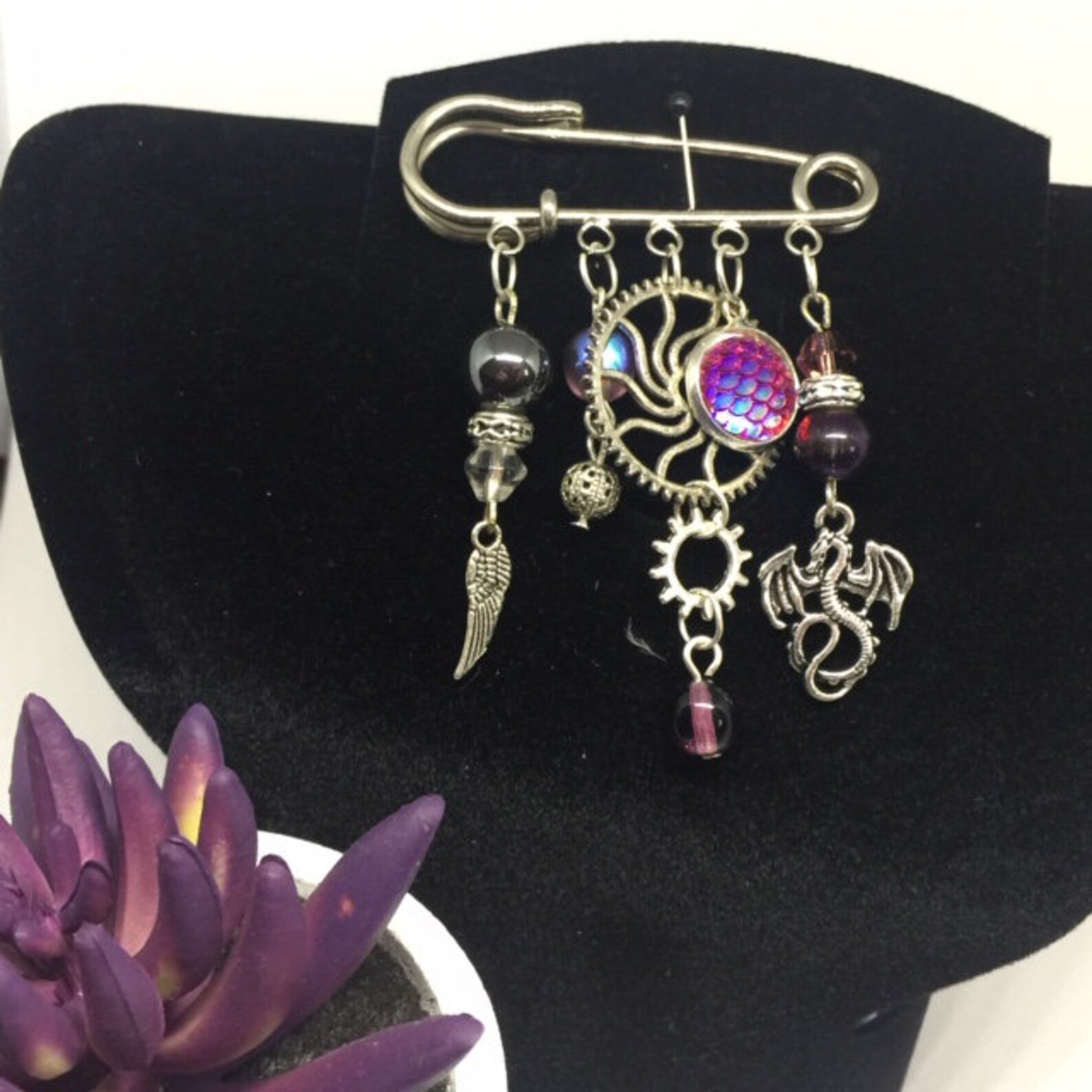 Dragon, Scales and Feather Kilt Pin Brooch - Etsy