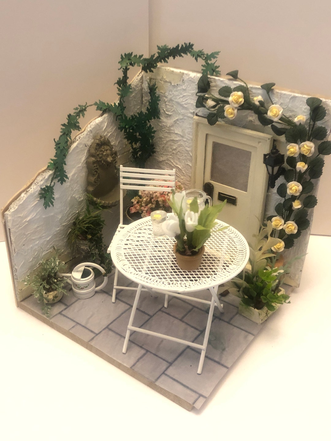 Miniature Handmade Garden Courtyard Diorama Book End Miniature - Made ...