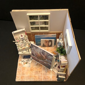Art Studio Miniature Handmade Diorama Book End - Made to Order ...