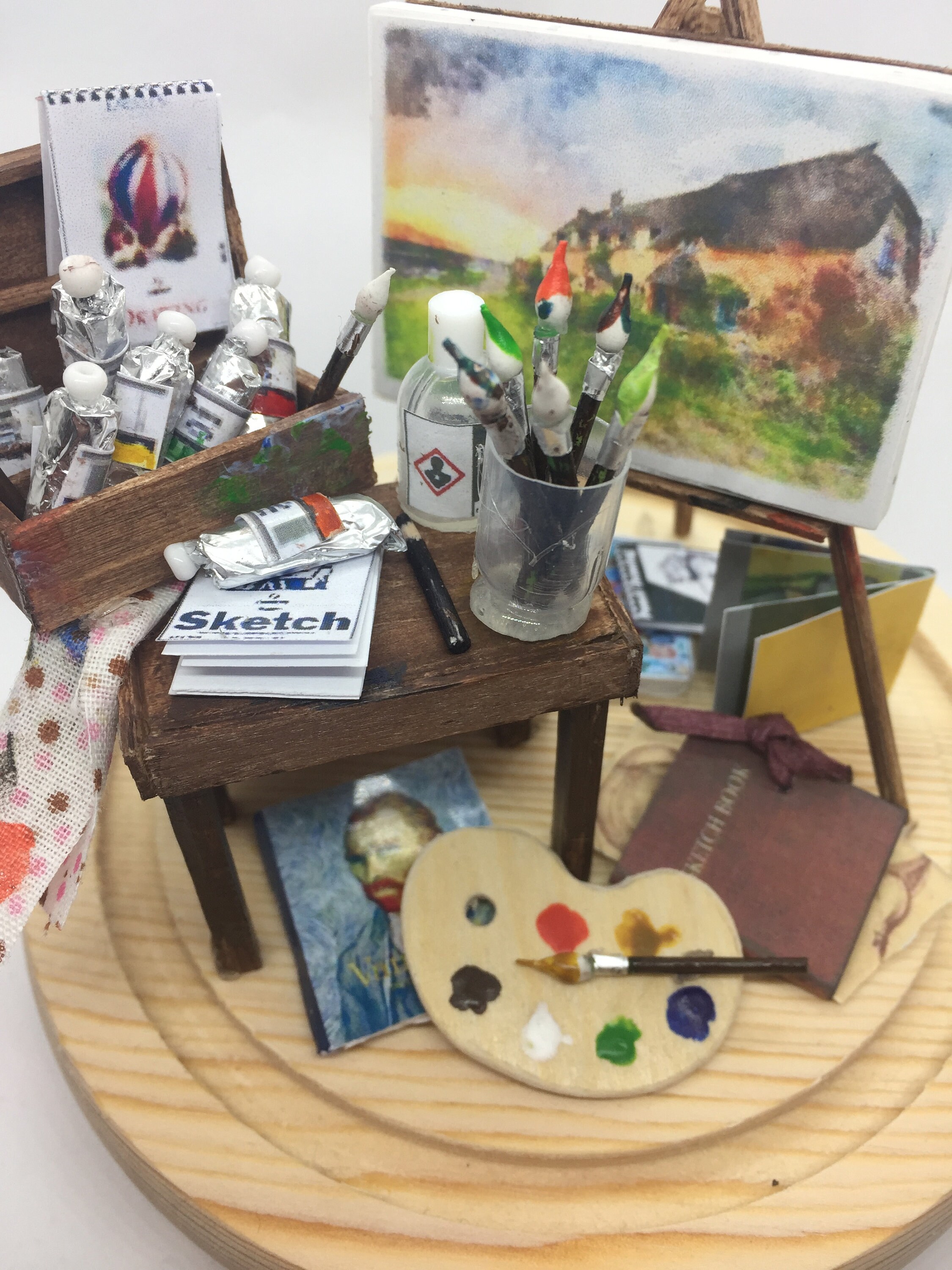 Miniature Artists Diorama Under Glass Dome - Etsy