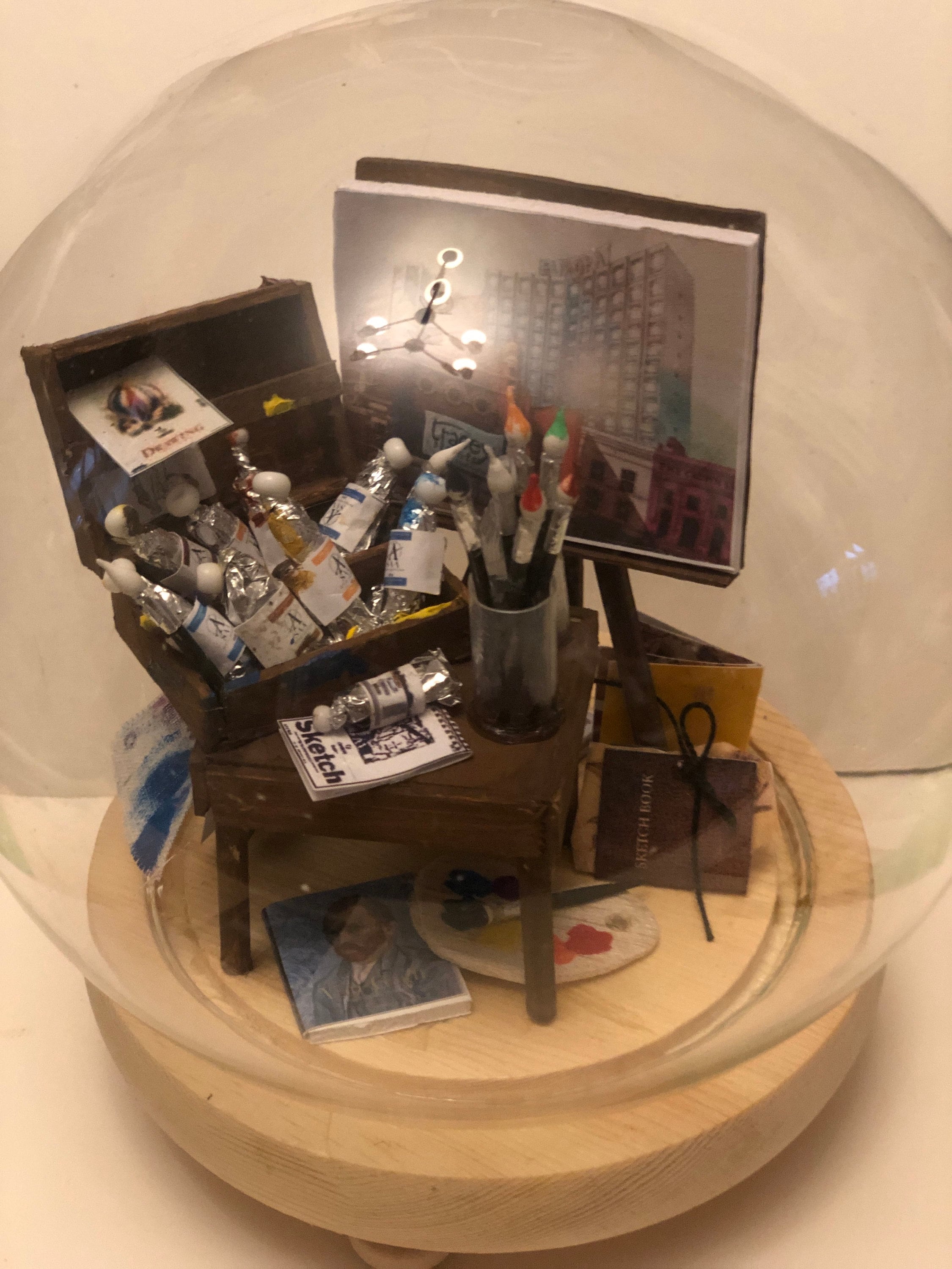 Miniature Artists Diorama Under Glass Dome - Etsy
