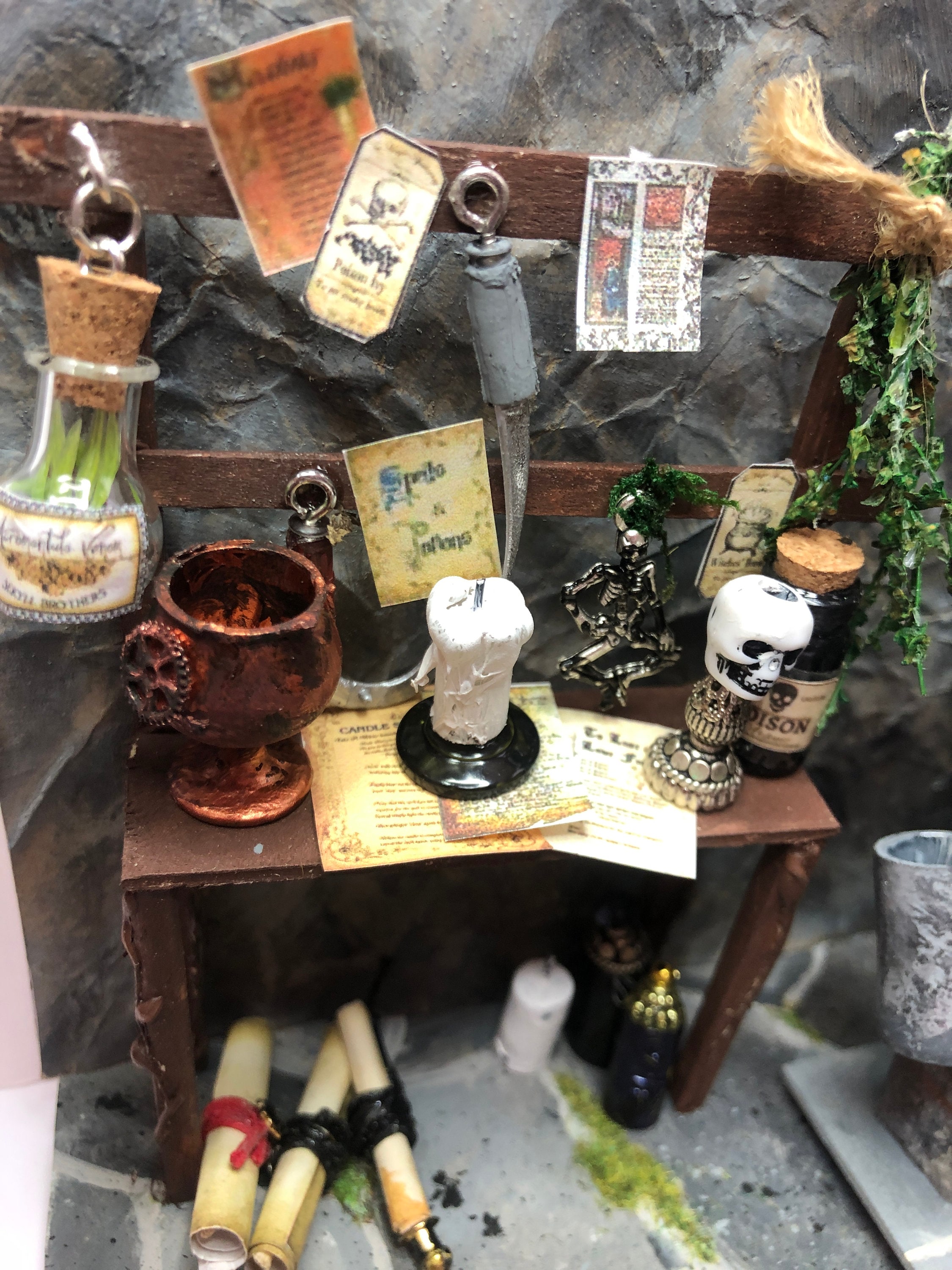 Witch's Cave Miniature Diorama Book End Made to Order - Etsy