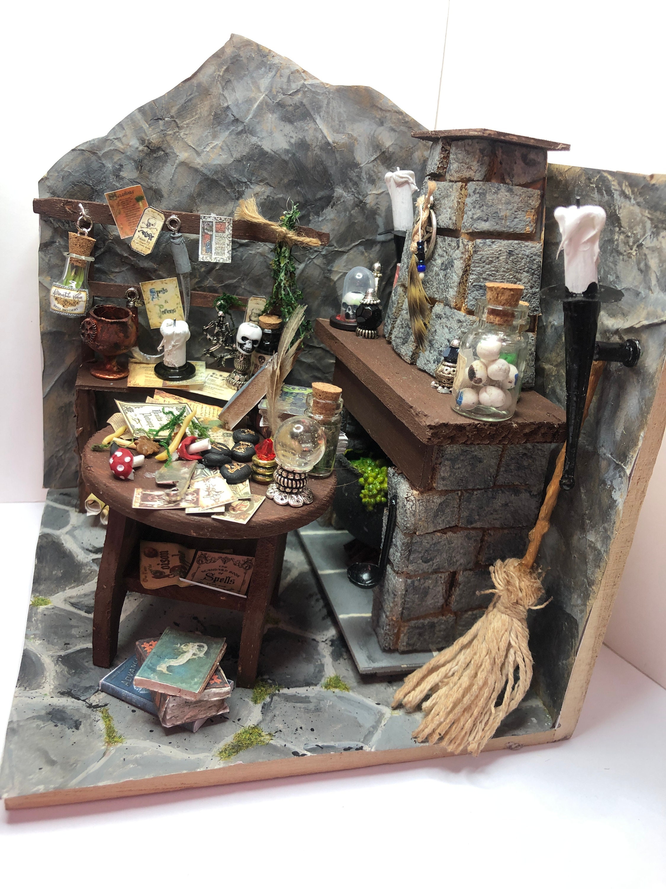 Witch's Cave Miniature Diorama Book End Made to Order - Etsy