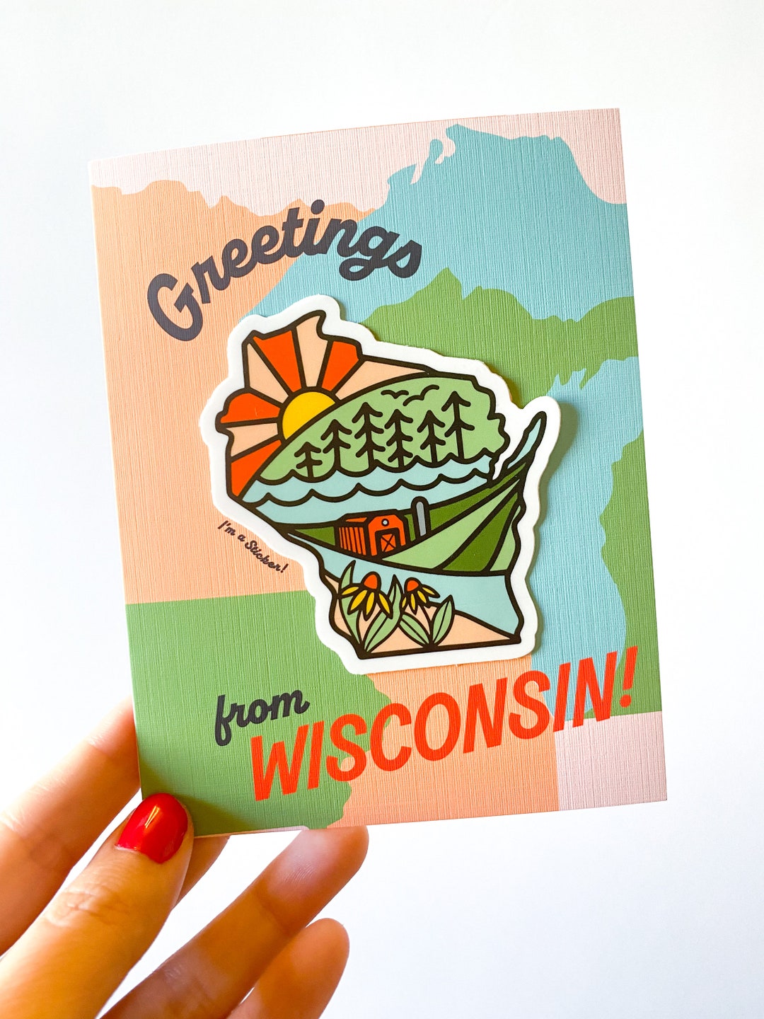 WI Greeting Card, Vinyl Sticker Card Greeting Card Plus Sticker ...