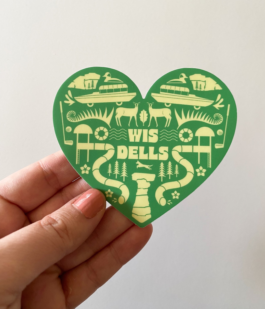 Wis Dells Wisconsin Dells WI Heart Icons Sticker Local Love Vinyl ...