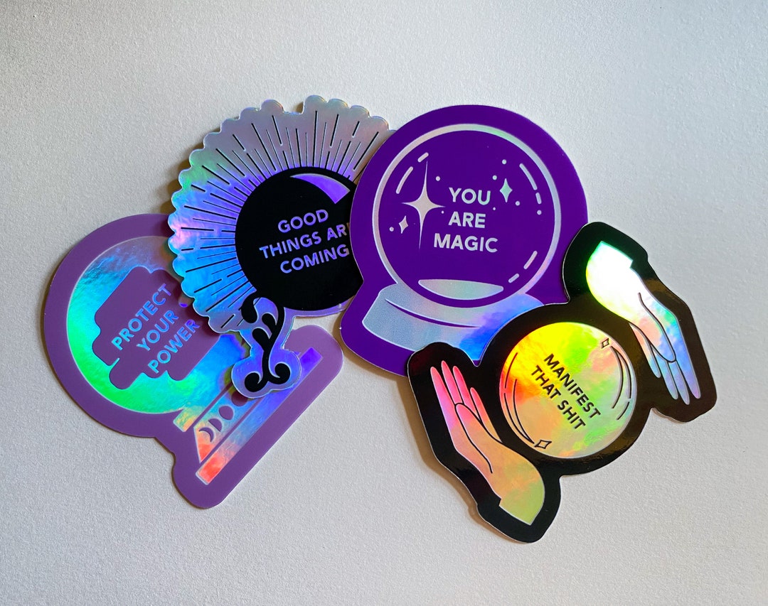Mystic Affirmations Crystal Ball Sticker Pack, Holographic Vinyl ...