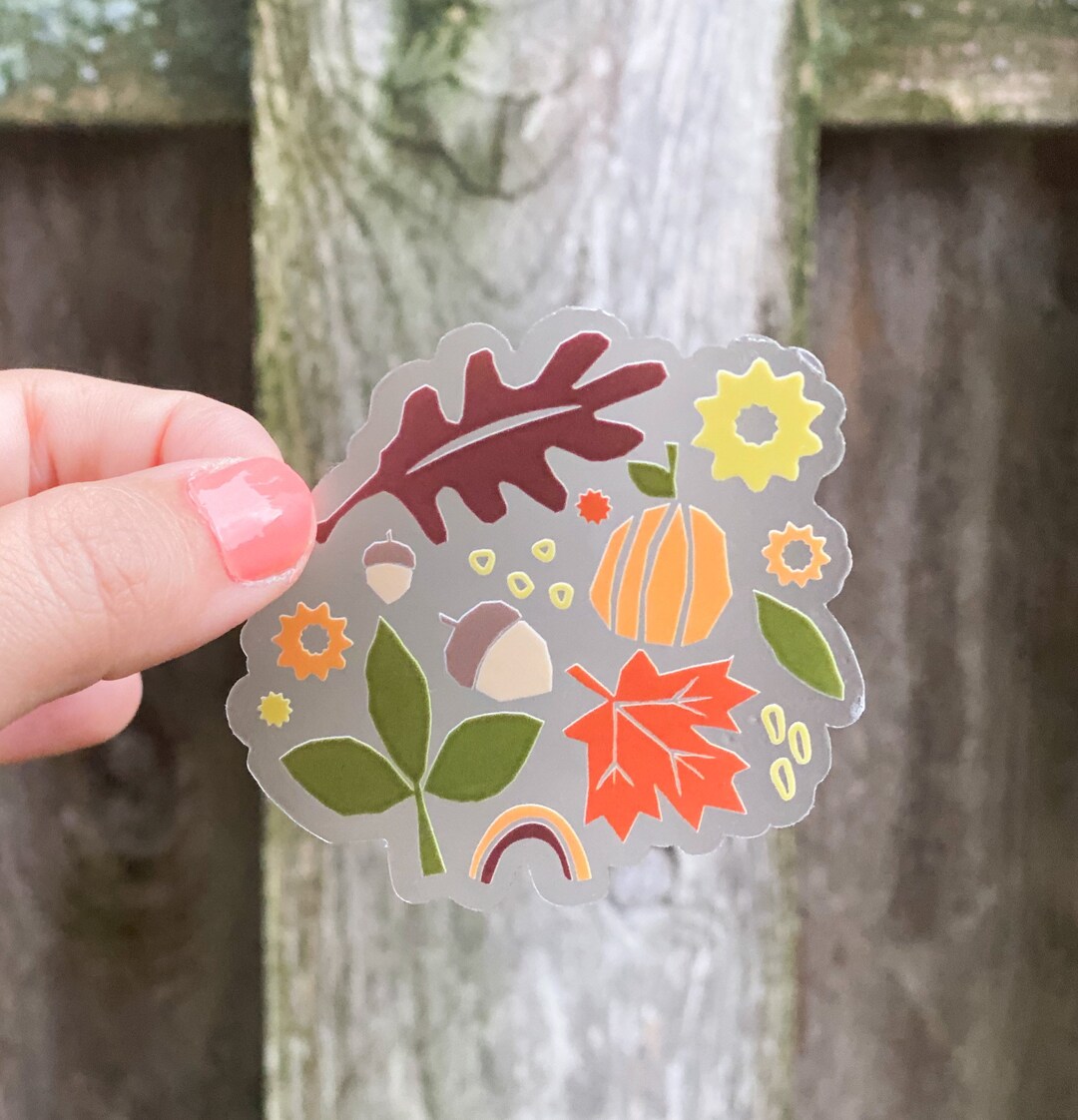 Fall Favs, Fall Foliage Clear Vinyl Sticker, Laptop Hydro Flask Sticker ...