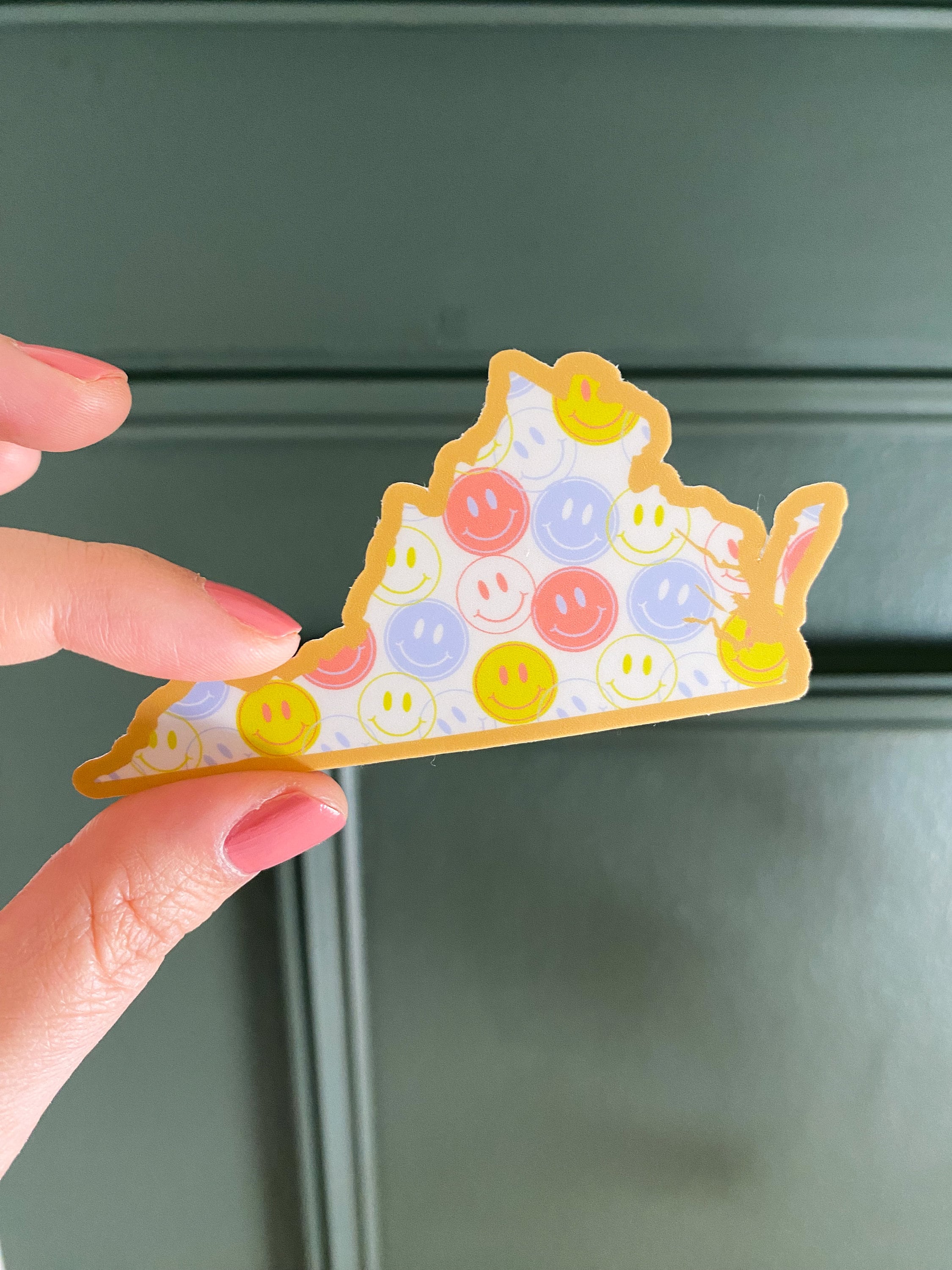 Virginia Emoji Smiley Face Patterned Sticker Local Love Vinyl Sticker ...