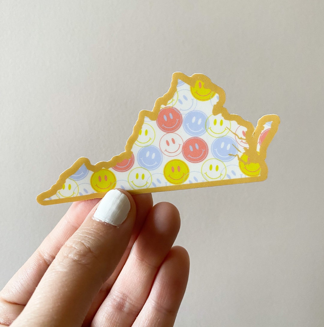 Virginia Emoji Smiley Face Patterned Sticker Local Love Vinyl Sticker ...